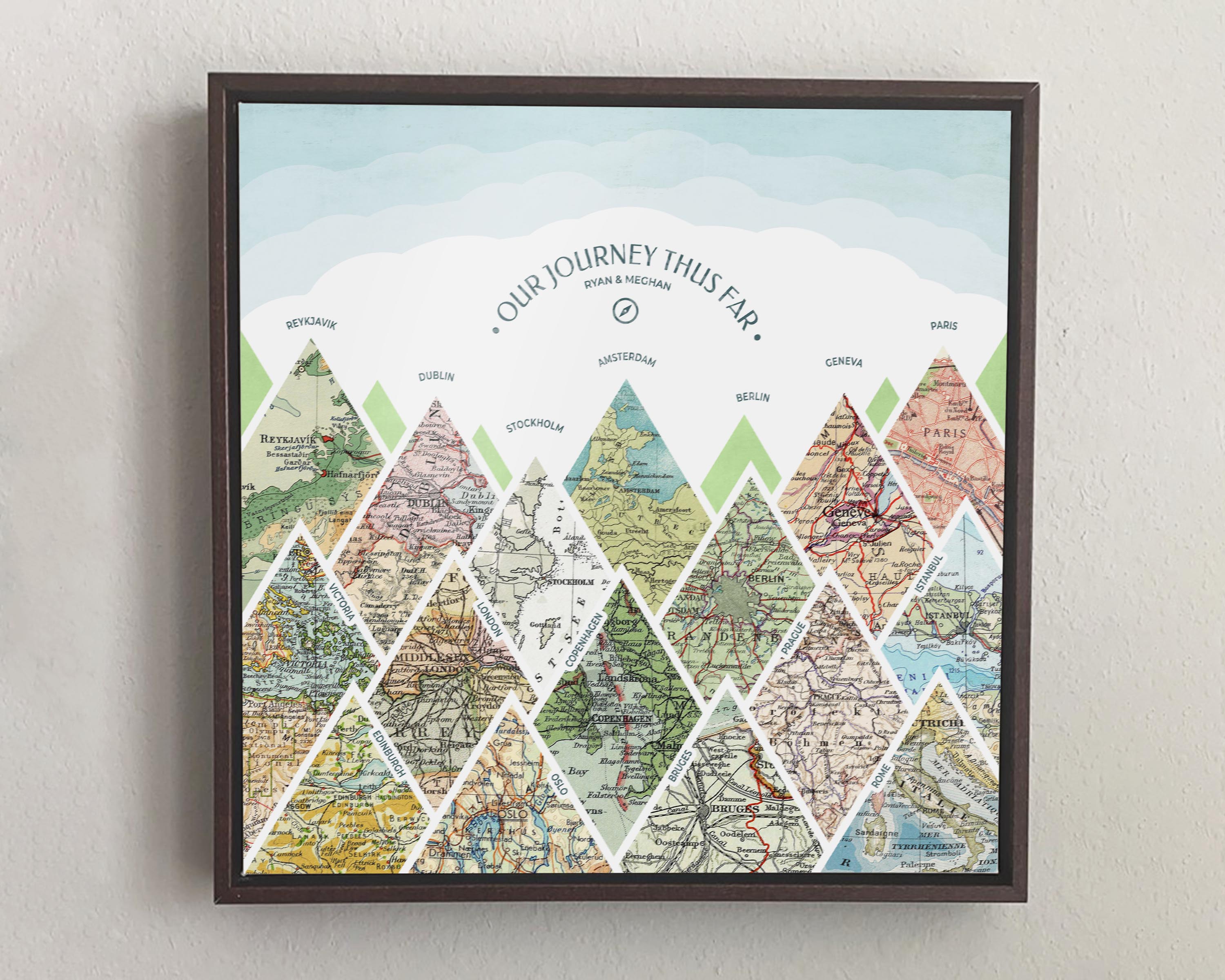 Summit Map [Walnut Framed Canvas] – Custom Family Gifts